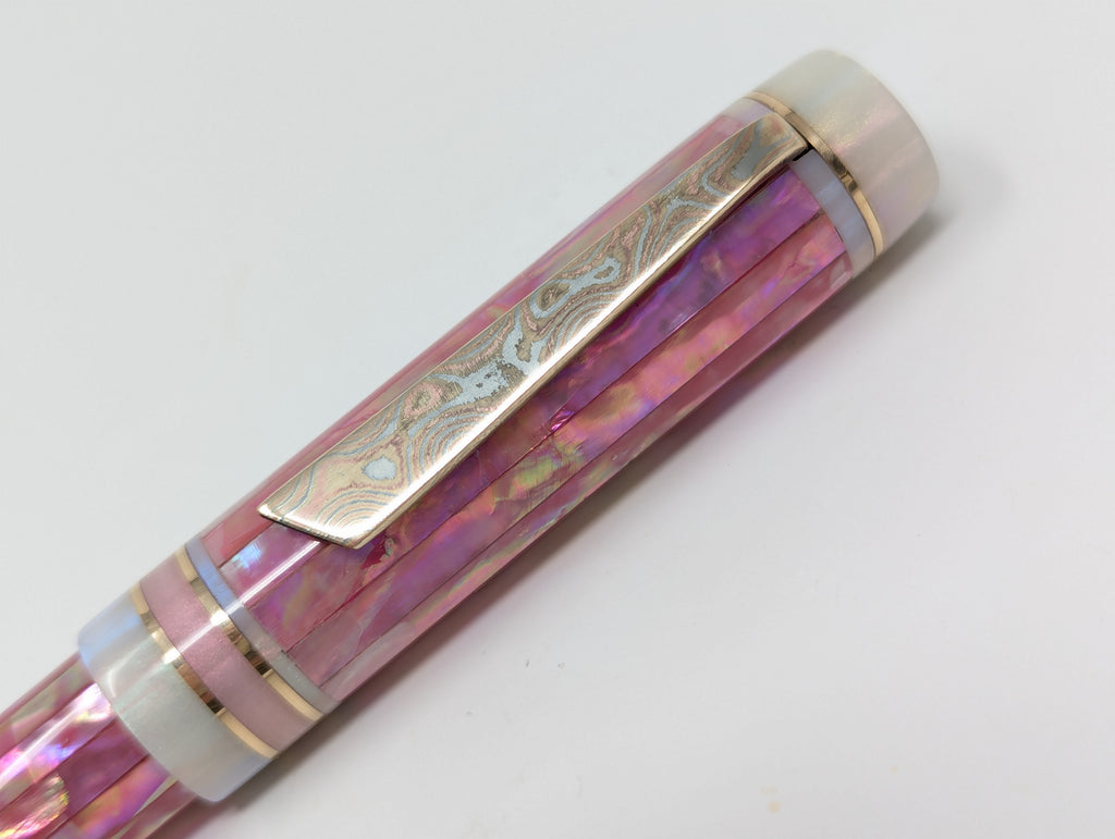 Carina Ragazzone in Rose Pink Awabi w/ Mother of Pearl Resin & Mokume ...