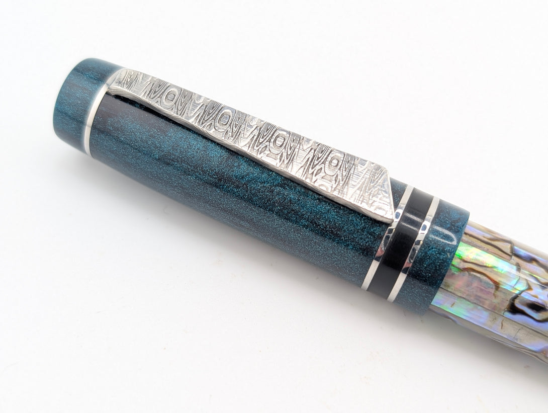 Draco in Silver Abalone w/ Aquifer Resin - Damascus Steel - #8 Nib ...