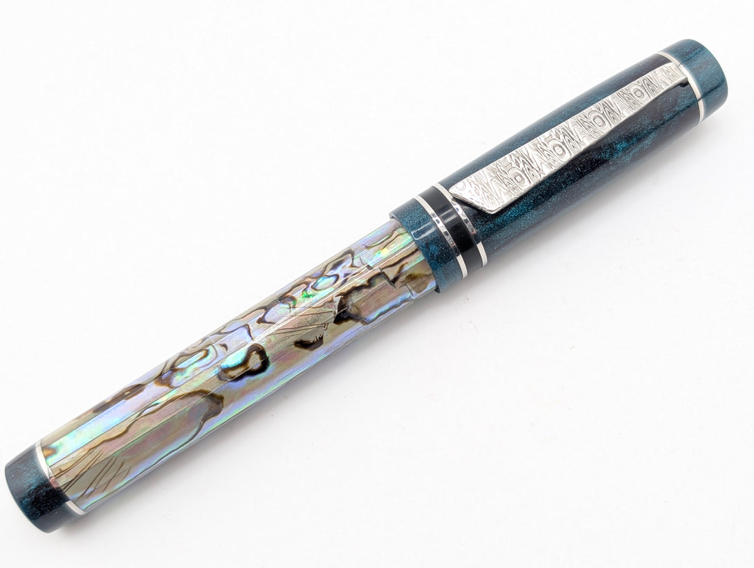 Draco in Silver Abalone w/ Aquifer Resin - Damascus Steel - #8 Nib ...