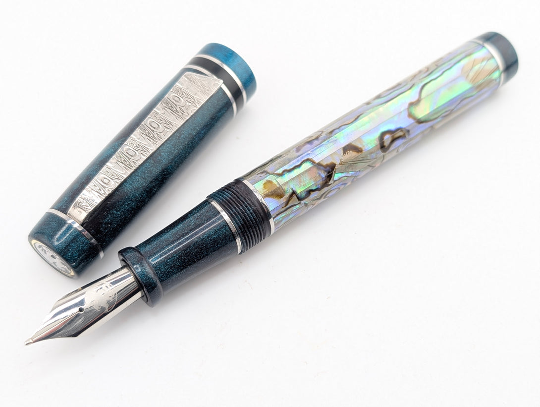Draco in Silver Abalone w/ Aquifer Resin - Damascus Steel - #8 Nib ...
