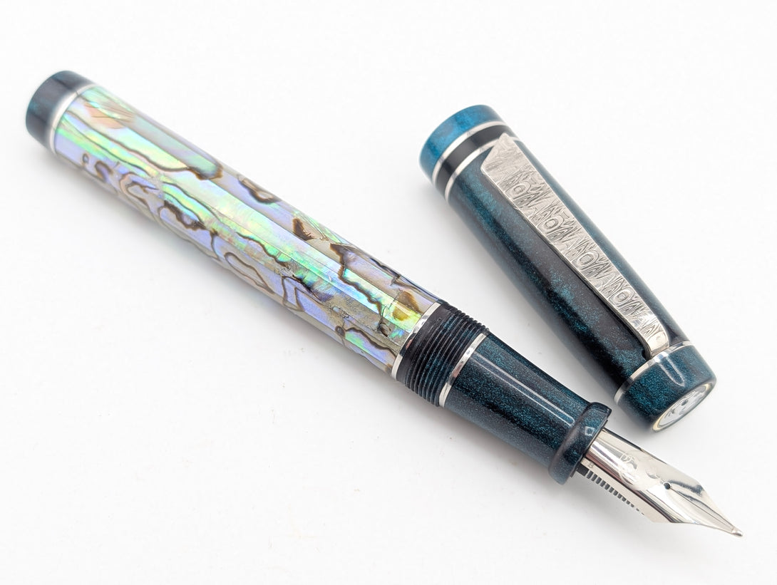 Draco in Silver Abalone w/ Aquifer Resin - Damascus Steel - #8 Nib ...